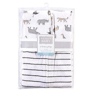 Hudson Baby Unisex Baby Cotton Sleeveless Wearable Sleeping Bag, Sack, Blanket, Modern Neutral Safari, 12-18 Months