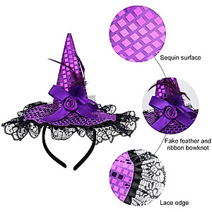 Asikkon Halloween Witch Hat Headband with Lace and Long Striped Socks Knee High Stocking for Halloween Party Favors Supplies Cosplay Costume