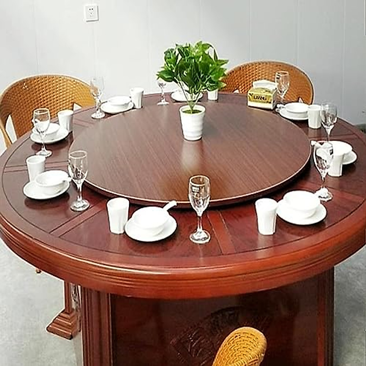 DOUKI Lazy Susan Turntable For Dining Table Wood Dining Table Turntable, Wood Swivel Serving Tray, 30in Large Rotating Serving Plate Rotating Tray (Color : Beige, Size : 20inch(50cm))