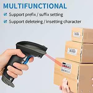 Laser 2.4G Wireless 1D Bar Code Scanners Readers for Computers PC Laptop, UNIDEEPLY Barcode Handheld, Hand Scanning Label UPC EAN Reader Gun Cordless Retails, Black