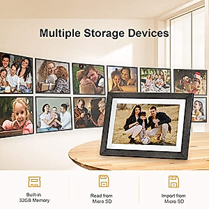 Frameo Digital Photo Frame with 32GB Memory,10.1 Inch WiFi Smart Digital Picture Frame with HD IPS Touch Screen,Auto-Rotate,Send Pictures from Anywhere via Frameo APP(Wood Effect)