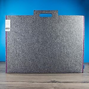 Itoya ProFolio Midtown Bag 19x26 - Gray Artist Portfolio Carrier with Purple Stitching - Stylish Portfolio Folder for Artwork and Art Portfolios - Portable Art Portfolio Bag and Art Carrying Case