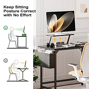 COMHOMA L Shaped Gaming Desk with LED Lights, 51" Gaming Corner Desk with Monitor Stand, Sturdy Home Computer Office Desk with Storage Bag, PC Gaming Table, Gaming Table for Writing Workstation, Black