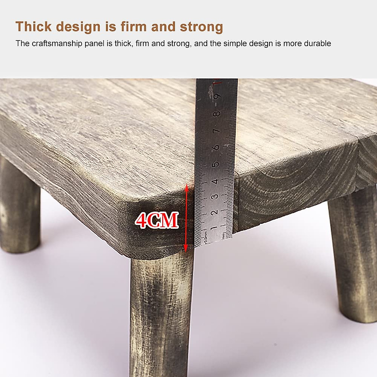 Wooden Step Stool for Kids and Adults, Portable Rectangle Bed Stool, Wooden Stool for Kitchen Living Room Closet Kitchen Step Stool Home Decoration 14.17x10.63x7.48inch, No Assembly Needed, Solid Wood