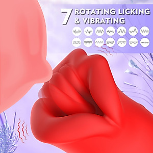 Clitoral Licking Tongue Rotating Vibrator - Adult Oral Toys Female Clit Nipple G-Spot Anal Silicone Stimulator with 7 Powerful Modes, Waterproof Adult Woman Sex Toys & Games for Women Couples Pleasure
