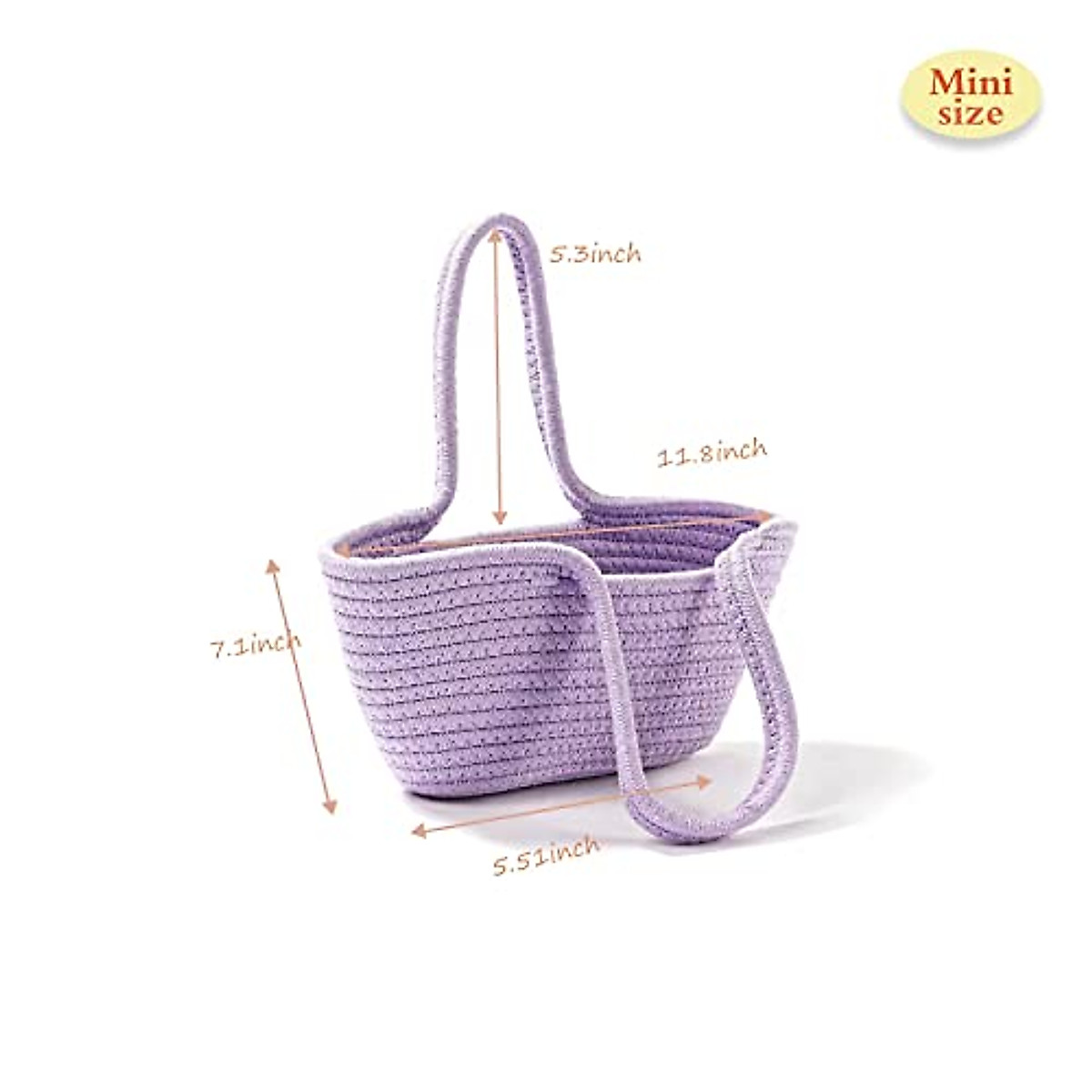 Women's Retro Mini Size Straw Handbags Woven Cotton Crohest Basket Purse Tote Bags by Handmade Girls purse Toddlers Handbag