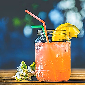 ALINK 500-Pack Solid Colors Flexible Drinking Straws, Plastic Disposable Bendy Straws - 7.75" x 0.23"