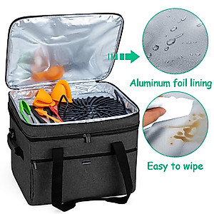 Yarwo Double Layers Carrying Bag Compatible with Ninja Foodi Grill, Travel Tote Bag with Pockets Compatible with Ninja Foodi 5-in-1 Indoor Grill and Kitchen Accessories, Black