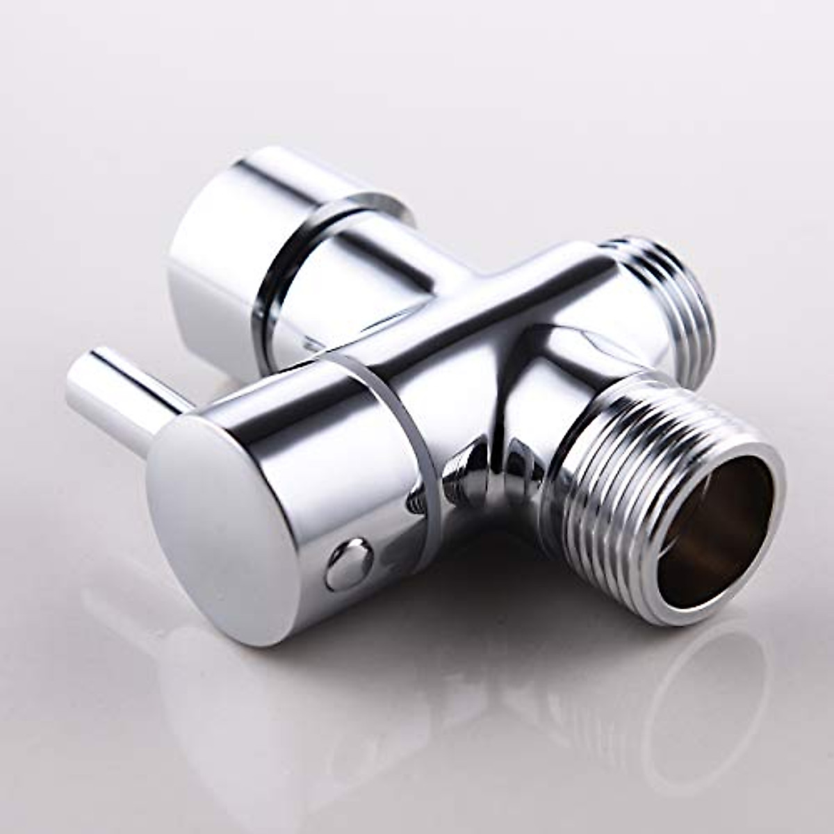 Ciencia Metal T-adapter with Shut-off T Valve, 7/8 or 15/16 and G1/2 3-way Water Tee Connector,for Handheld Toilet Bidet Spray Bathroom,Chrome, DSF006
