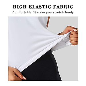 Dragon Fit Women Sleeveless Yoga Tops Workout Cool T-Shirt Running Short Tank Crop Tops (White, Medium)