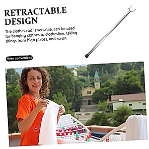 Alipis 2pcs Clothes Rail Drying Rack Clothes telescoping Pole Clothes Reaching Clothing Retractable Clothesline Prop Poles Clothesline Pole rods Retractable Clothesline Poles strut