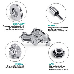 AULINK AW6023 Water Pump OE Replacement for 07-10 Ford Edge + Lincoln MKX, 09-10 Flex + MKS, 10-12 Fusion + MKT, 08-12 Taurus, 07-12 MKZ, 09-11 Mazda 6 & 07-11 CX9 V6 3.5L 3.7L