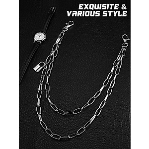 6 Pieces Chain Belt Jeans Pants Chain Goth Multi Layer Chains Heart Butterfly Lock Charm Waist Chain Wallet Chain Pocket Chain for Women Men(Butterfly Style)