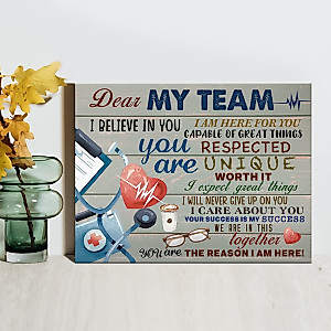 Dear My Team Canvas Wall Art Poster Print, In This Office Medical Staff Painting Ready to Hang Nurse Office Decor Gift (11.5" x 15")