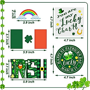 St. Patrick's Day Tiered Tray Decor, 5 Pcs Shamrock Wooden Signs Irish Rainbow Table Signs for Farmhouse St. Patricks Day Decorations
