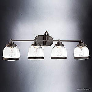 Urban Ambiance Luxury Industrial Chic Bathroom Vanity Light, Large Size: 11.25" H x 35.75" W, with Art Deco Style Elements, Olde Bronze Finish, UHP2541 from The Nottingham Collection