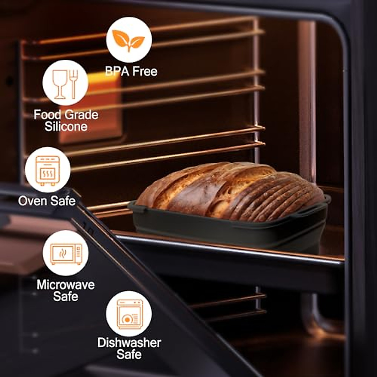 Silicone Bread Loaf Pan, 2 Pack Loaf Pans for Baking Bread, Non-Stick Silicone Baking Mold Easy Release for Homemade Breads, Cakes, Quiche Omelets, Meatloaf, etc. -8.2” X 3.3” X 2.7” (Black+Black)