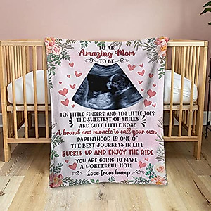 MUCHNEE Personalized to My New Mom Gifts for Women, New Mommy Gift for Wife from Husband, Mom to be Throw Blanket, Expecting Mother Gifts, New Pregnancy Gifts for First Time Moms, Gender Reveal Gifts