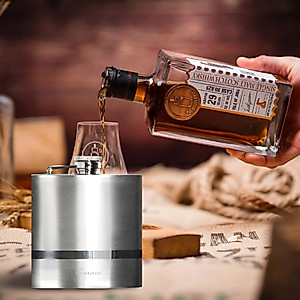 Rabbit Polished 6 Fl. Oz. Stainless Steel Pocket Flask, 18/8 Stainless Steel, Leak-Proof, Portable Hip Flask for Liquor - Discreet Alcohol Flask, Dishwasher Safe