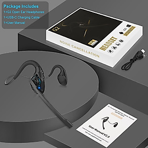 iDIGMALL Bluetooth 5.3 Headset with Microphone, Open Ear Headphones w/Noise Cancelling Mic for Phone PC Computer Laptop, Lightweight & Comfortable Wireless Headset for Office Driving Working Home,10H