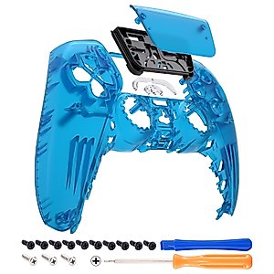 eXtremeRate Clear Blue Touchpad Front Top Shell Compatible with ps5 Controller BDM-010 020 030 040 050, DIY Replacement Shell Custom Touch Pad Cover Compatible with ps5 Controller