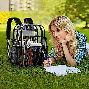 PAMANO Clear Backpack Transparent Heavy Duty Bookbag See Through Bag for College Work Travel Security, Black