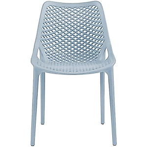 Meridian Furniture 328SkyBlue Modern | Contemporary Patio Dining Chair with Polypropylene Plastic, Weather Resisting for Indoor or Outdoor Use, Set of 4, 20" W x 24.5" D x 33" H, Sky Blue