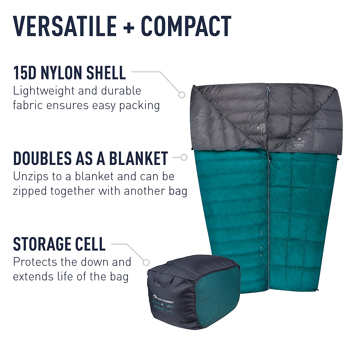 Sea to Summit Traveller Down Sleeping Bag Blanket, 50-Degree, Regular
