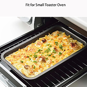 Jucoan 4 Pack Small Baking Sheet Cookie Sheet for Toster Oven, 9.5 x 7.1 Inch Mini Cookie Tray, Nonstick Carbon Steel Half Toaster Oven Pan Tray Replacement Bakeware Sheet Pan Set for Kitchen