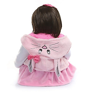 Reborn Baby Doll Clothes fit 16-18 Inch Reborn Dolls Girl Cute Pink Rabbit Thick Coat Dolls Clothes Outfits Set 4 Pieces of Pack