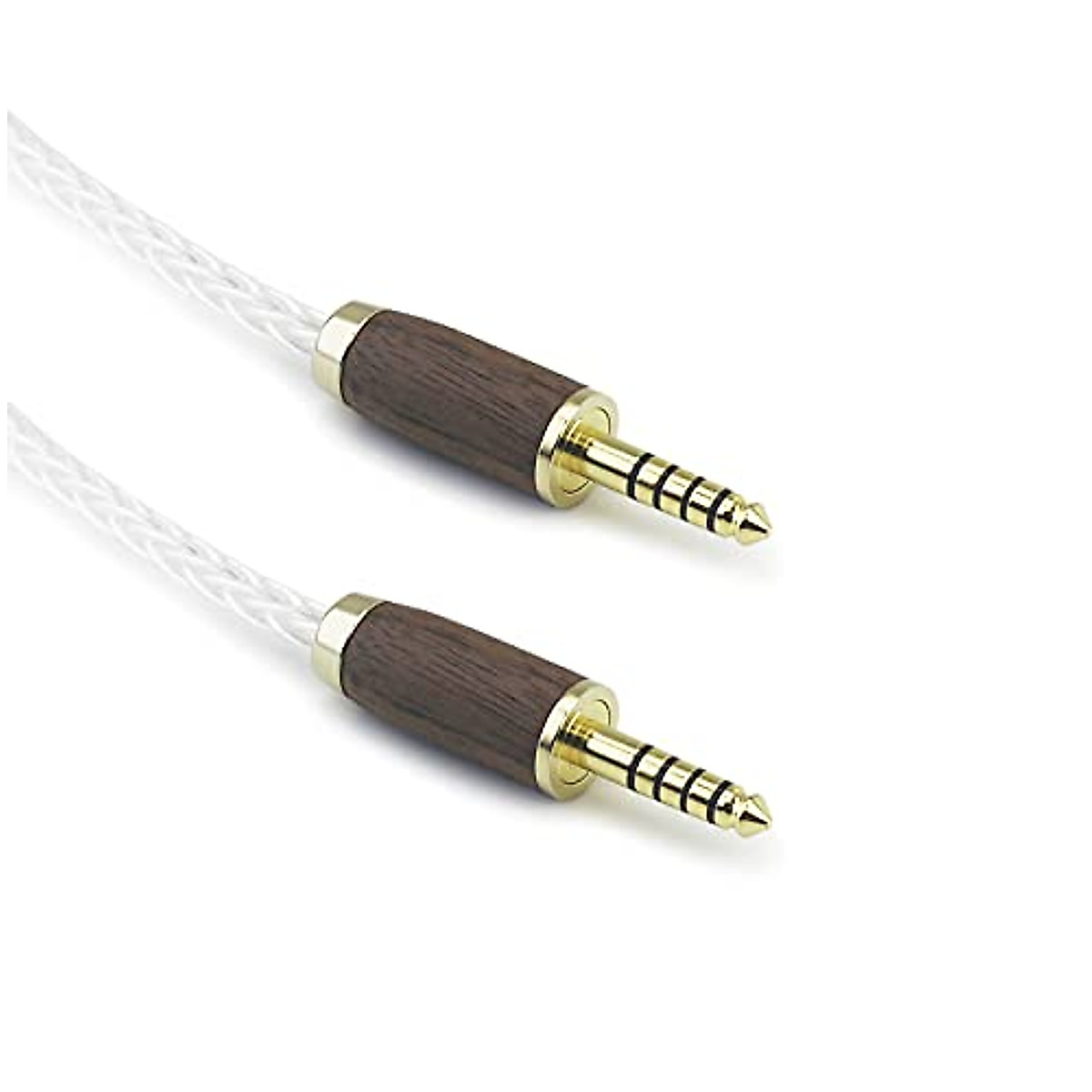 NewFantasia 4.4mm Male to Male Balanced 5 Pole Headphone Audio Adapter Cable 8 Cores 6N OCC Copper Single Crystal Silver Plated Wire Walnut Wood Shell 4.4mm to 4.4mm Male 15cm