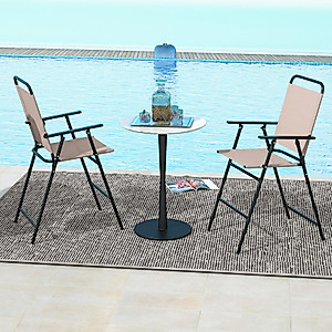 Giantex Outdoor Folding Bar Chair Set of 2, Bar-Height Patio Chairs with Backrest, Armrests, Footrest, Metal Frame, Patio Furniture Chair Set for Backyard Poolside Balcony, 330 LBS Capacity (1)