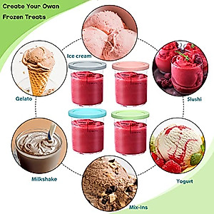 SLLFLY Replacement Pints and Lids for Ninja NC501 NC500 Series Creami Deluxe 4 Pack - Compatible with Ninja Creami Deluxe Ice Cream Maker (Blue,Pink,Grey,Green)