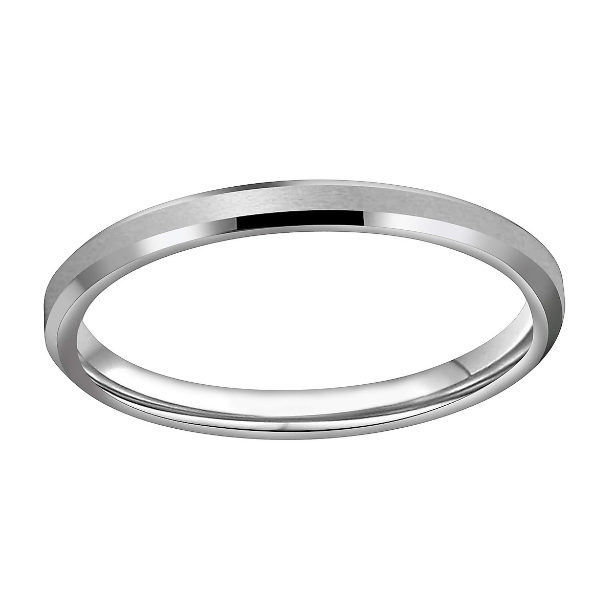 CROWNAL 2mm Thin Silver Tungsten Wedding Couple Bands Rings Women Matte Brushed Finish Engraved I Love You Size 4 To 10 (2mm Silver,6.5)