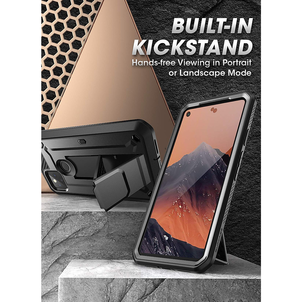 SupCase Unicorn Beetle Pro Series Case for Google Pixel 5 (2020 Release), Full-Body Rugged Holster Case with Built-in Screen Protector (Black)
