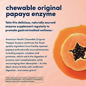 American Health Original Papaya Digestive Enzyme Chewable Tablets - Promotes Nutrient Absorption and Helps Digestion - 600 Count (200 Total Servings)