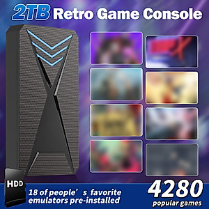 2T Retro Gaming Console HDD, Emulator Hard Drive, Emulator Console with Built-in 4280 Retro Play Games, 18 Emulator, Plug & Play Video Game Consoles for Win 8.1/10/11, Support for Adding Games