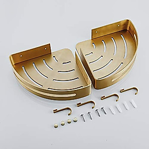 Brushed Gold Color 2 Packed Bathroom Shelves Shower Corner Caddy Organizer Shampoo Holder,Adhesive or Drilling