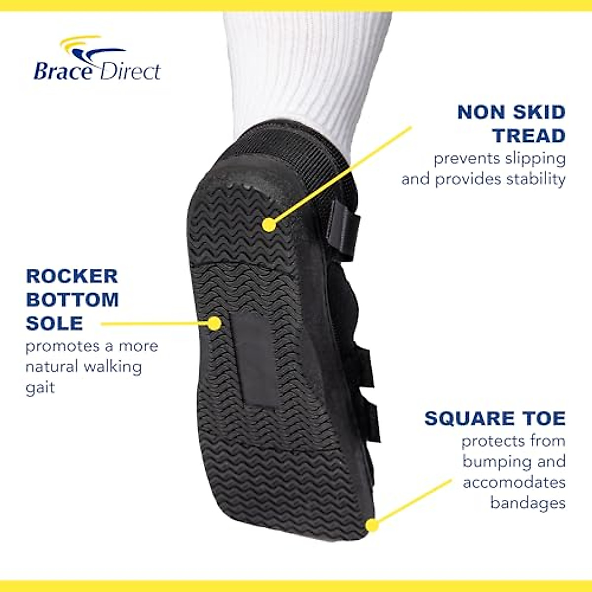 Brace Direct Post Op Recovery Shoe - Adjustable Medical Walking Shoe for Post Surgery or Operation Support, Broken Foot or Toe, Stress Fractures, Bunions, or Hammer Toe for Left or Right Foot
