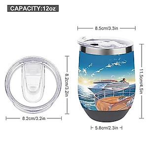 WYUSPGK 304 Stainless Steel Insulated Cup, Summer Sea Cruise Print Smooth Rim, Durable & Reusable - Perfect for Office, Home, And Travel