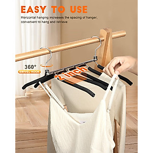Space Saving Hangers for Clothes, HangerSapce Multi Layers Stainless Steel Shirt Hangers, 2 Pack Clothes Hangers Sapce Saving for Closet Organizers and Storage