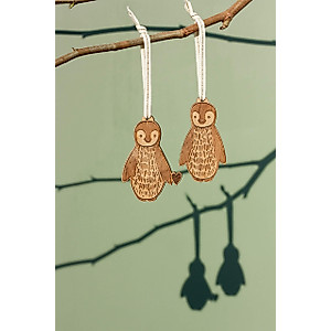 Penguin Pair Laser Cut Wood Ornaments - Comes with 2 [Christmas, Holiday, Love, Anniversary, Personalized Gifts, Custom Message, Stocking Stuffers]