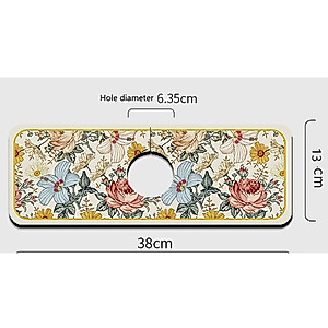 2023 New Fantasy Style Faucet Draining Mat - Kitchen Sink Splash Guard, Diatom Mud Faucet Handle Drip Catcher Tray, Non-Slip Kitchen Guard Gadgets Sink Accessories (Magnolia, 14.96x5.43 inches)