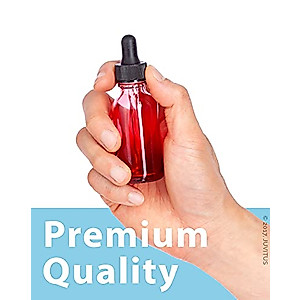 JUVITUS 1 oz / 30 ml Red Faded Glass Boston Round Bottle with Black Dropper (12 pack)