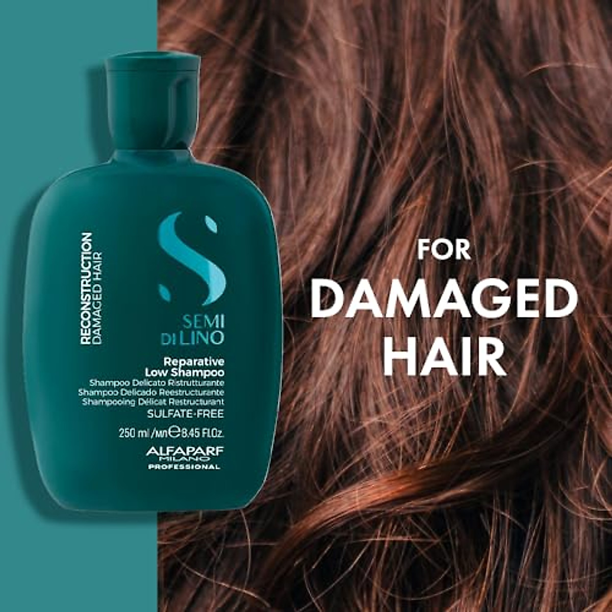Alfaparf Milano Semi Di Lino Reconstruction Reparative Shampoo for Damaged Hair - Color Safe, Hydrating Shampoo for Dry Hair - Restores Fiber & Elasticity - Sulfate & Paraben Free - Vegan (8.45 oz)