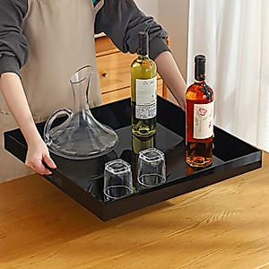 MUKEEN Black King Size Large Acrylic Serving Tray for bed-24x24 Inch -Spill Proof- Decorative Trays Countertop Organizer for Ottoman,Nightstand, Sidetable, Butler (24X24 Inch, Black)