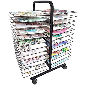 Drying Rack, Solid 26-Shelf Mobile Art Drying Rack with Wire Shelves for Works of Art, Black Powder Coated Finish, Drying & Print Racks, Ideal for Schools and Art Clubs