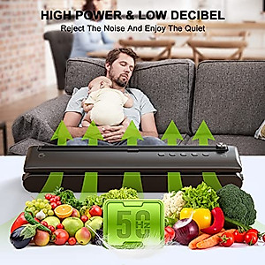BEYUAM Vacuum Sealer, Food Saver Vacuum Sealer Machine with Auto&Manual Options for Food Storage, 5 in1 Food Vacuum Sealer with Dry&Moist Modes, LED Indicator Lights, Compact Design, Includes 15PCS Vacuum Seal Bags,1 Air Suction Hose, 1Cutter (Black)