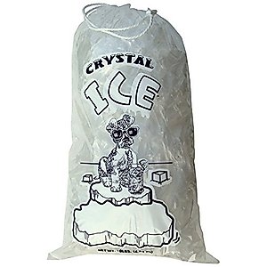 Crystal Clear Plastic Ice Bags with Cotton Draw String, 10 lb., Pack of 100