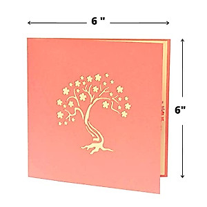 CUTE POPUP - Happy Anniversary Pop Up Card, Romantic Love Cherry Blossom Card, Valentines Day Pop Up Card Thinking of You for Couple, Wife, Girlfriend - Handmade Present on any Occasion 6'' x 6''